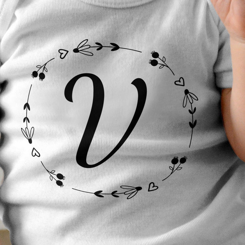 Letter V Svg V Monogram Svg Baby Monogram Shirt Floral - Etsy