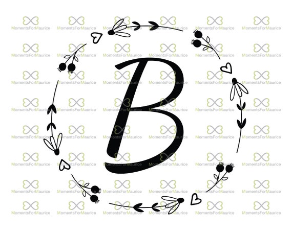 B Initial Svg Floral Initial Svg Initial Monogram Svg | Etsy