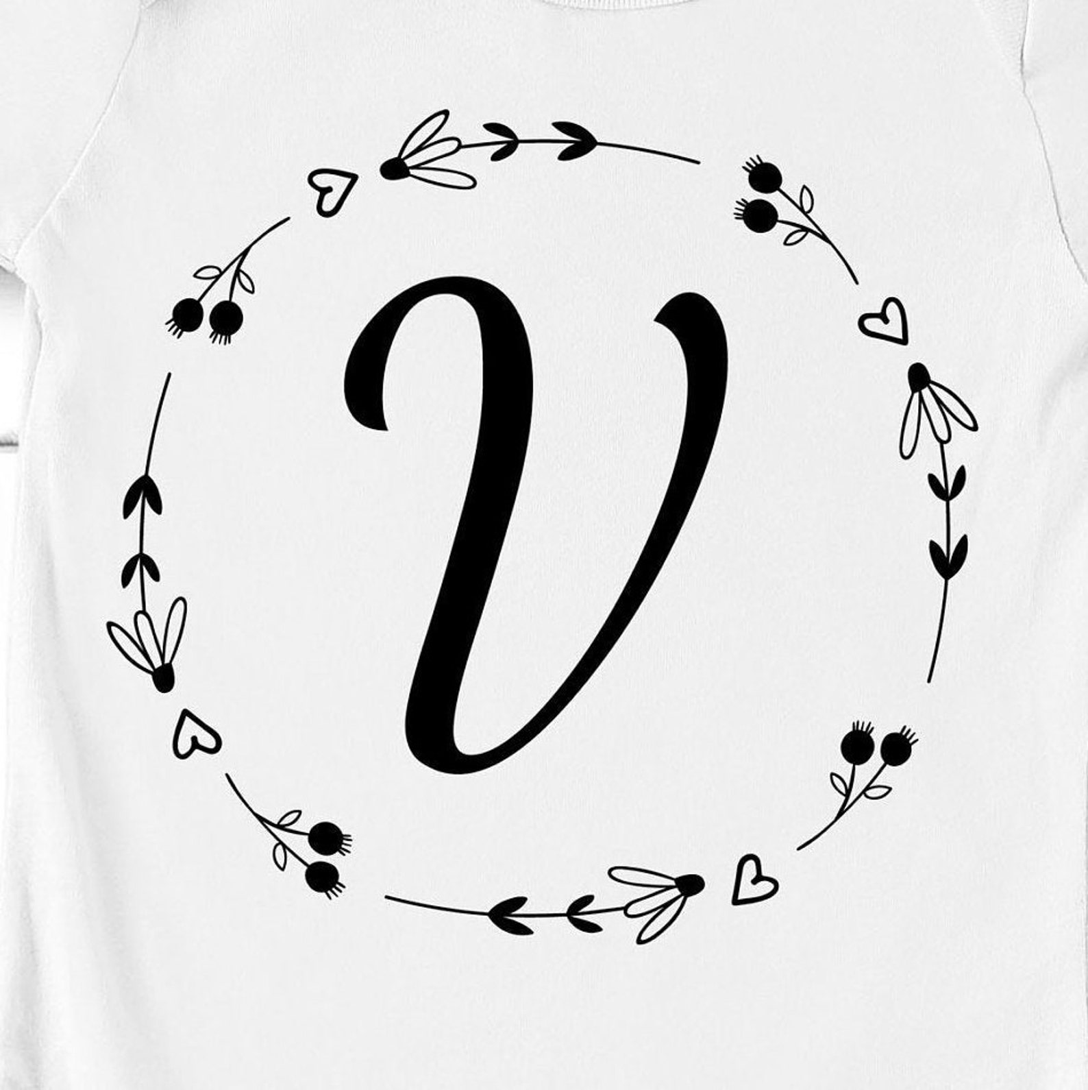 Letter V Svg V Monogram Svg Baby Monogram Shirt Floral - Etsy