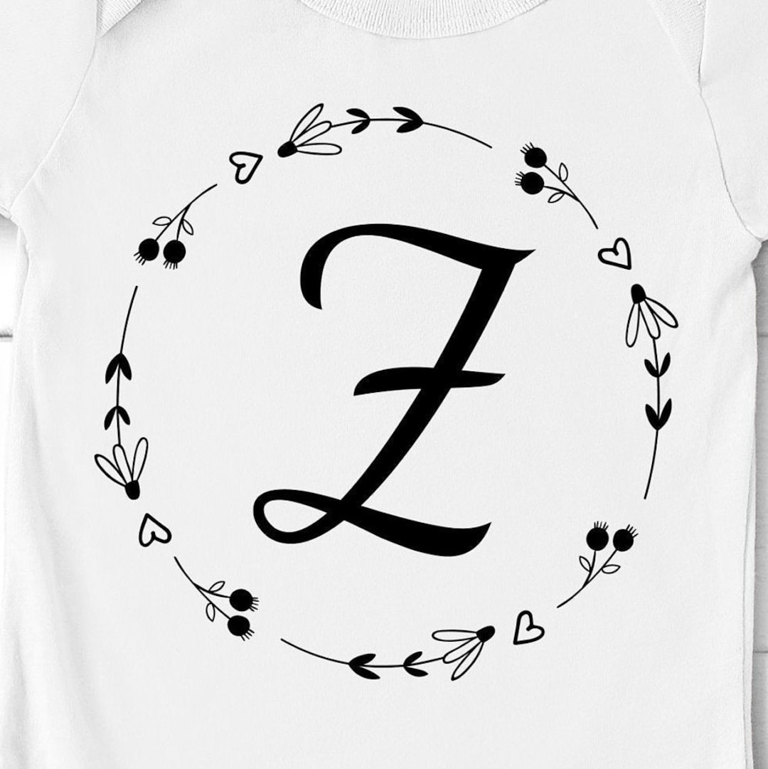 Monogram Z Svg, Fancy Z Svg, Baby Monogram Shirt, Z Initial Svg, Floral ...