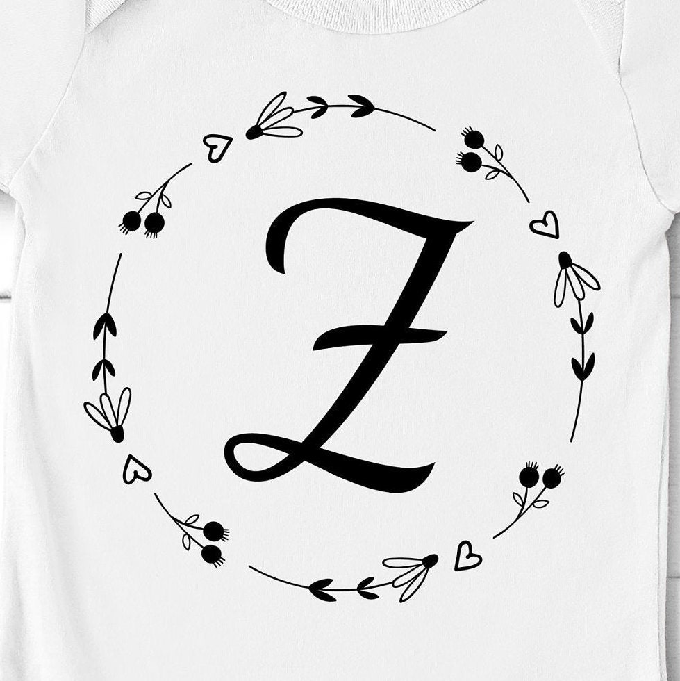 Monogram Z Svg, Fancy Z Svg, Baby Monogram Shirt, Z Initial Svg, Floral ...