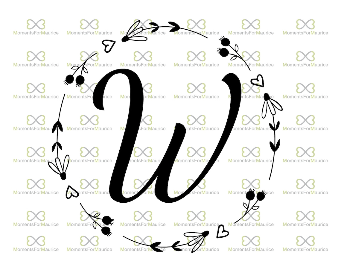 Monogram W Svg Fancy W Svg Baby Monogram Shirt W Initial | Etsy