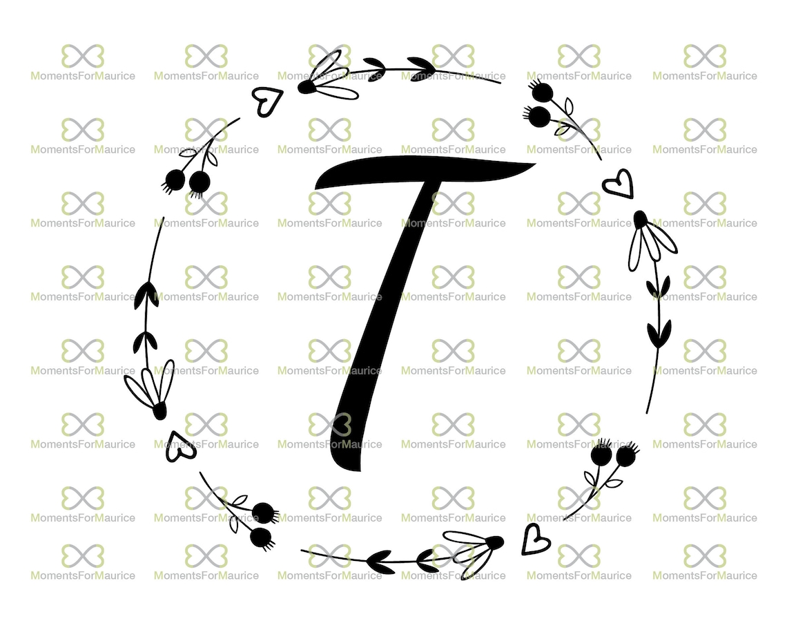 T Initial Svg T Monogram Svg Letter T Shirt Floral Letter - Etsy