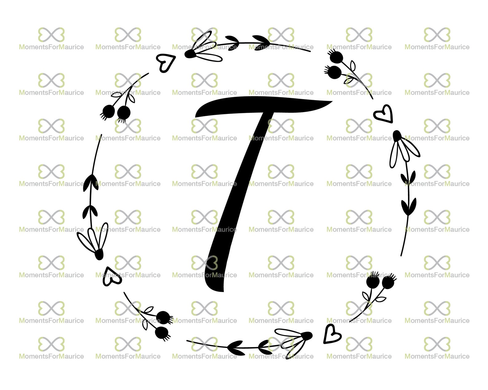 T Initial Svg T Monogram Svg Letter T Shirt Floral Letter | Etsy