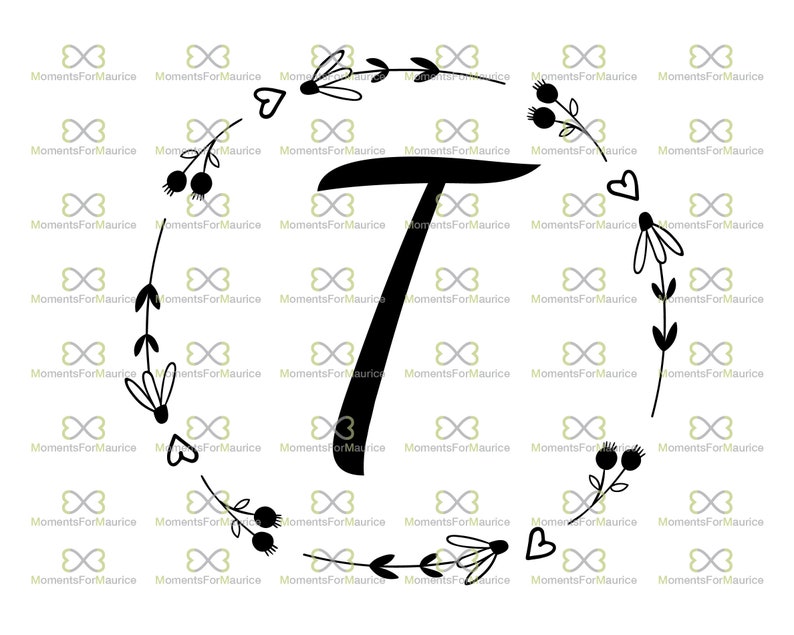 T Initial Svg T Monogram Svg Letter T Shirt Floral Letter - Etsy
