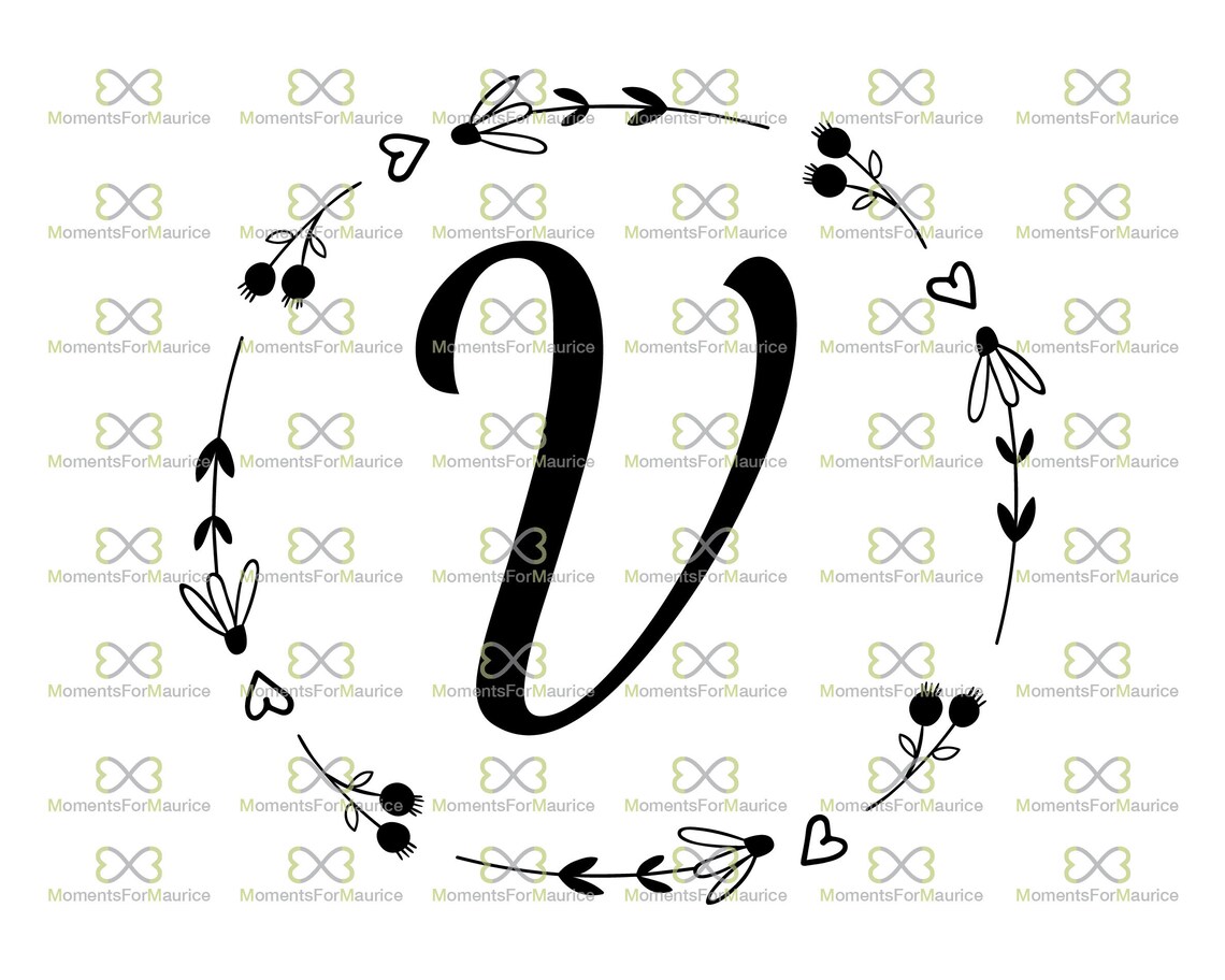 Letter V Svg V Monogram Svg Baby Monogram Shirt Floral - Etsy