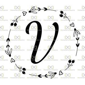 Letter V Svg, V Monogram Svg, Baby Monogram Shirt, Floral Letter Svg ...