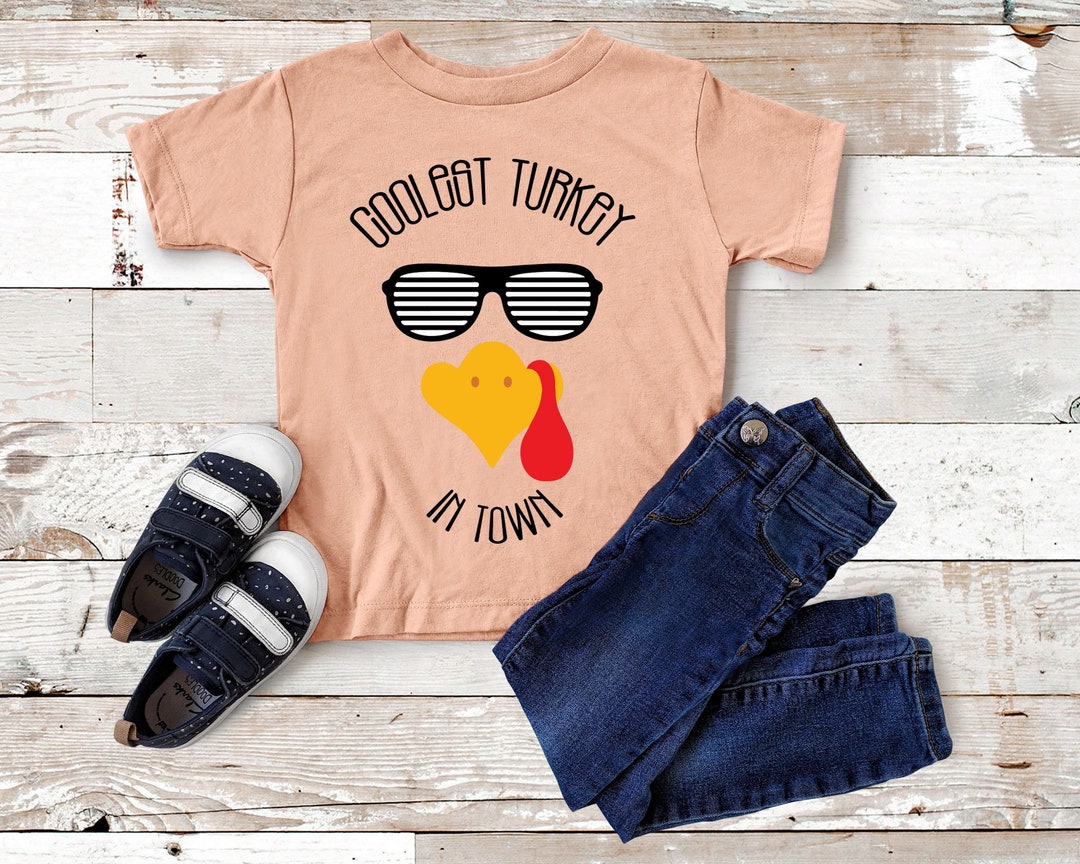 Coolest Turkey in Town, Funny Turkey Svg, Boy Turkey Shirt, Funny ...