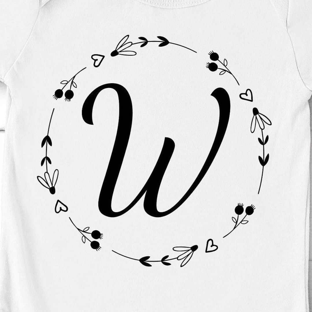 Monogram W Svg, Fancy W Svg, Baby Monogram Shirt, W Initial Svg, Floral ...