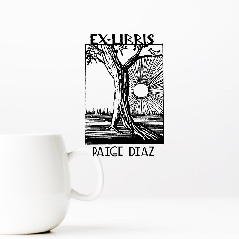 Ex Libris Stamp Vintage Bookplate Bird on Tree Book Stamp - Etsy