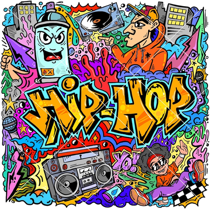 Hip Hop Graffiti Art Illustration | Urban Doodle Vector (digital ...