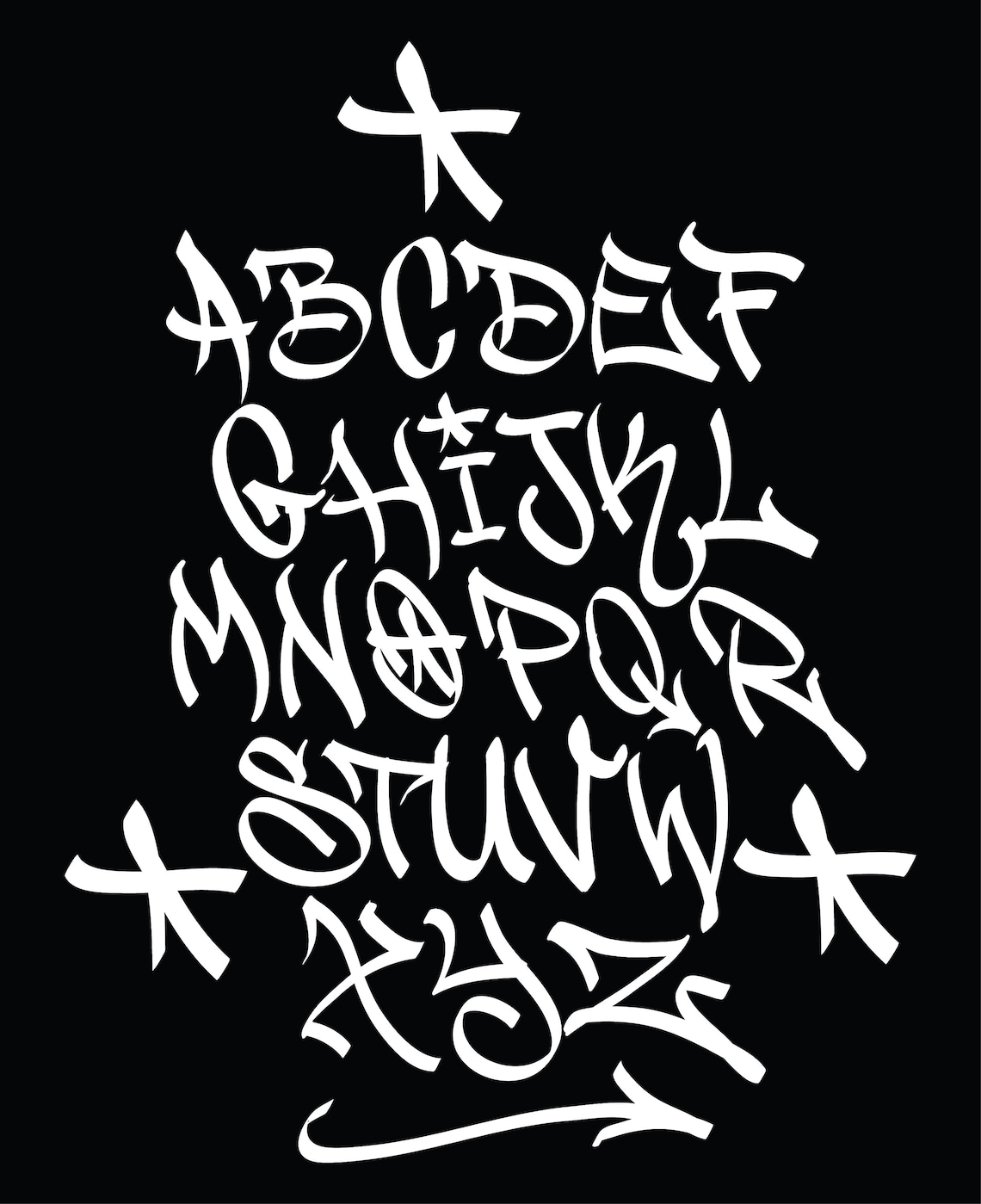 Graffiti Handstyle Alphabet Vector Font - AI, EPS, SVG, Street Font ...