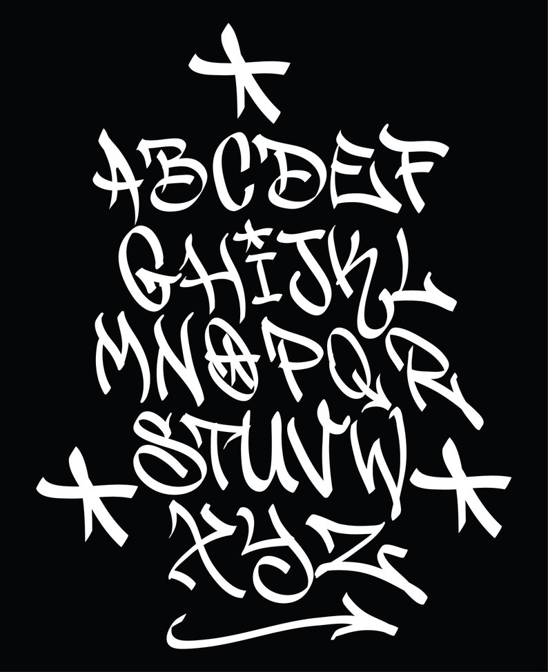 Graffiti Handstyle Alphabet Vector Font AI, EPS, SVG, Street Font ...