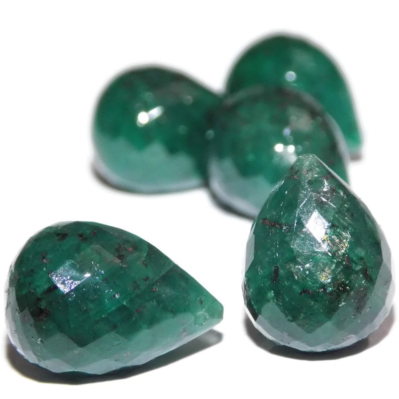 Green Emerald Corundum Dyed Faceted Handmade Teardrops Fat - Etsy