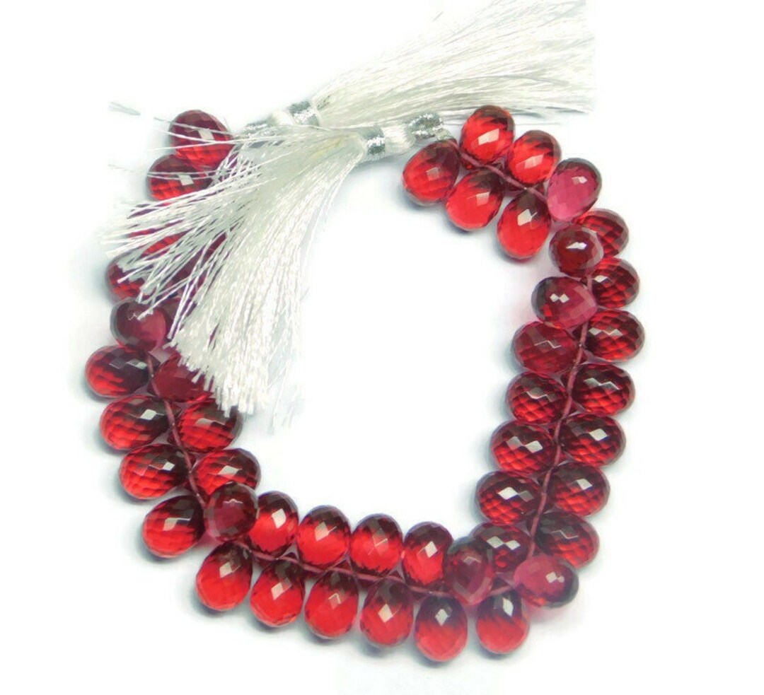 AAAA Red Ruby Hydro Quartz Handmade Faceted Teardrop Shape Briolette ...