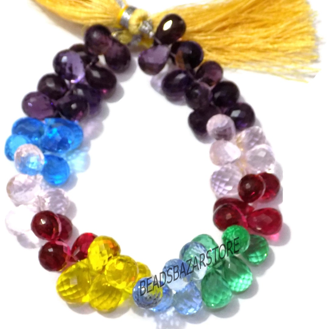 AAAA Multi Hydro Quartz Faceted Handmade Teardrops Briolettes Necklace ...