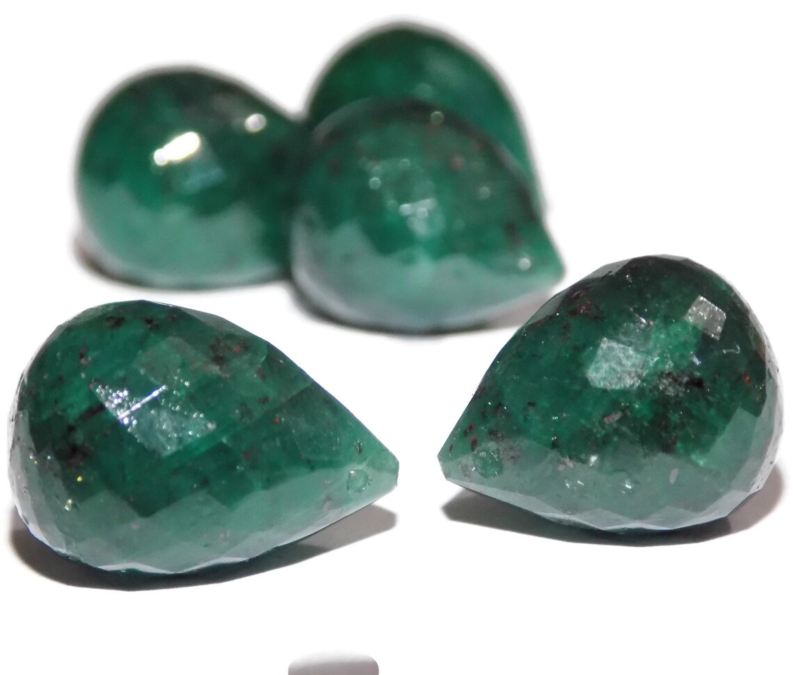 Green Emerald Corundum Dyed Faceted Handmade Teardrops Fat - Etsy UK