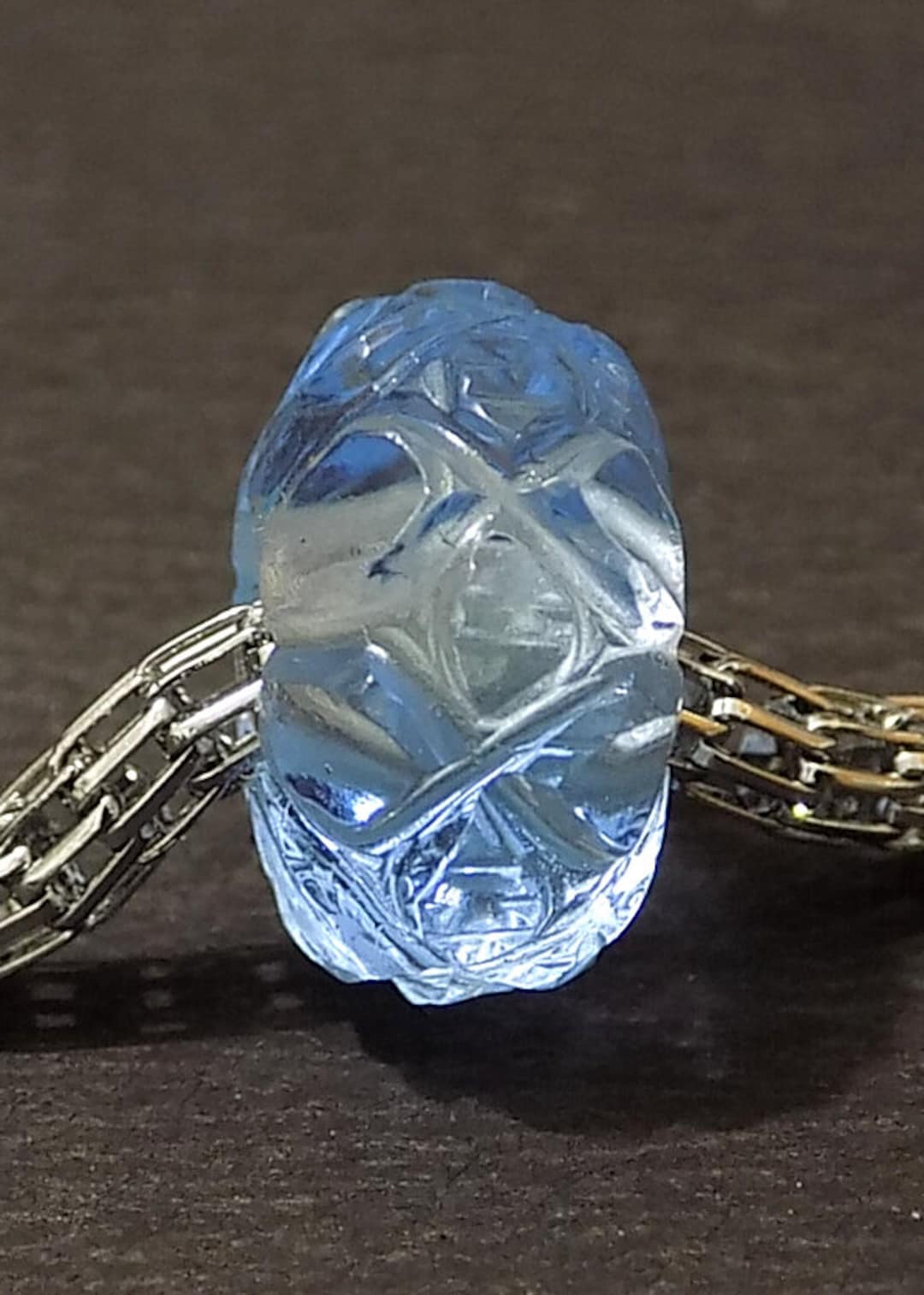 AAA Sky Blue Quartz Handmade Carved European Bracelet Fit Charms Beads ...