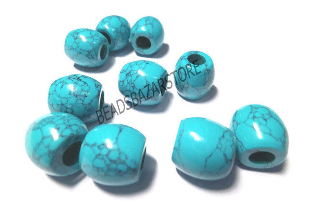 AAA Simulated Turquoise, Handmade Smooth Barrel Shape Beads, 11x12mm ...