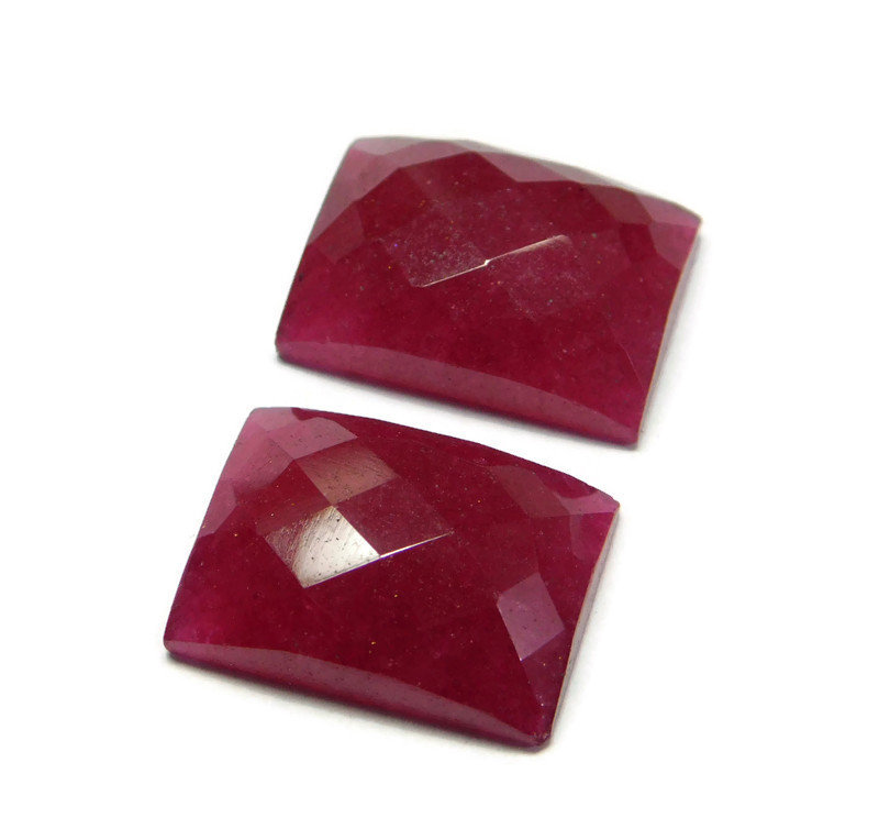 Dyed Red Ruby Quartz Gemstone Handmade Flat Back Faceted - Etsy