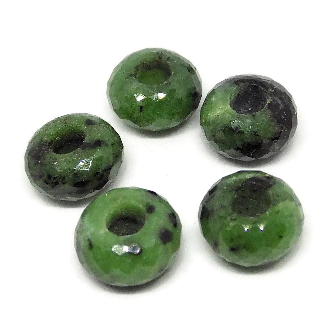 Natural Maw-sit-sit Jasper Handamde Faceted Rondelle Shape Big Hole ...