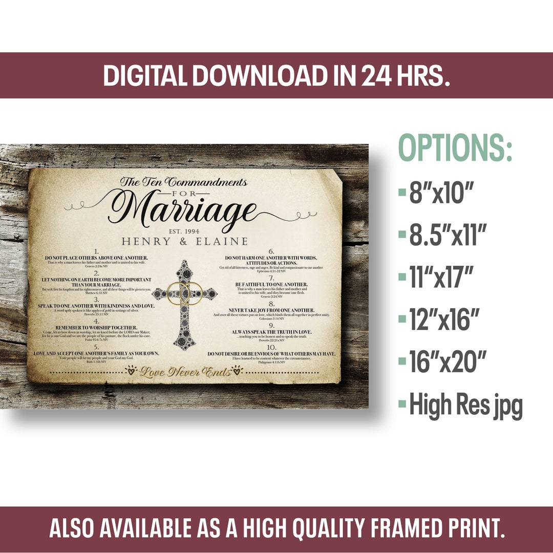 10 Commandments for Marriage | Personalized Print Digital Download ...