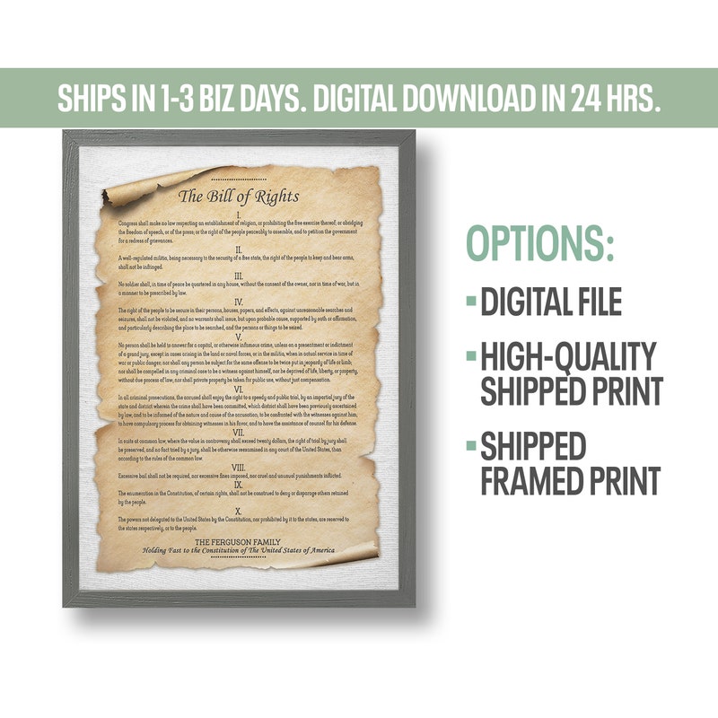 Bill of Rights Poster - Etsy