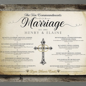 10 Commandments for Marriage | Personalized Framed Print Wedding Gift ...