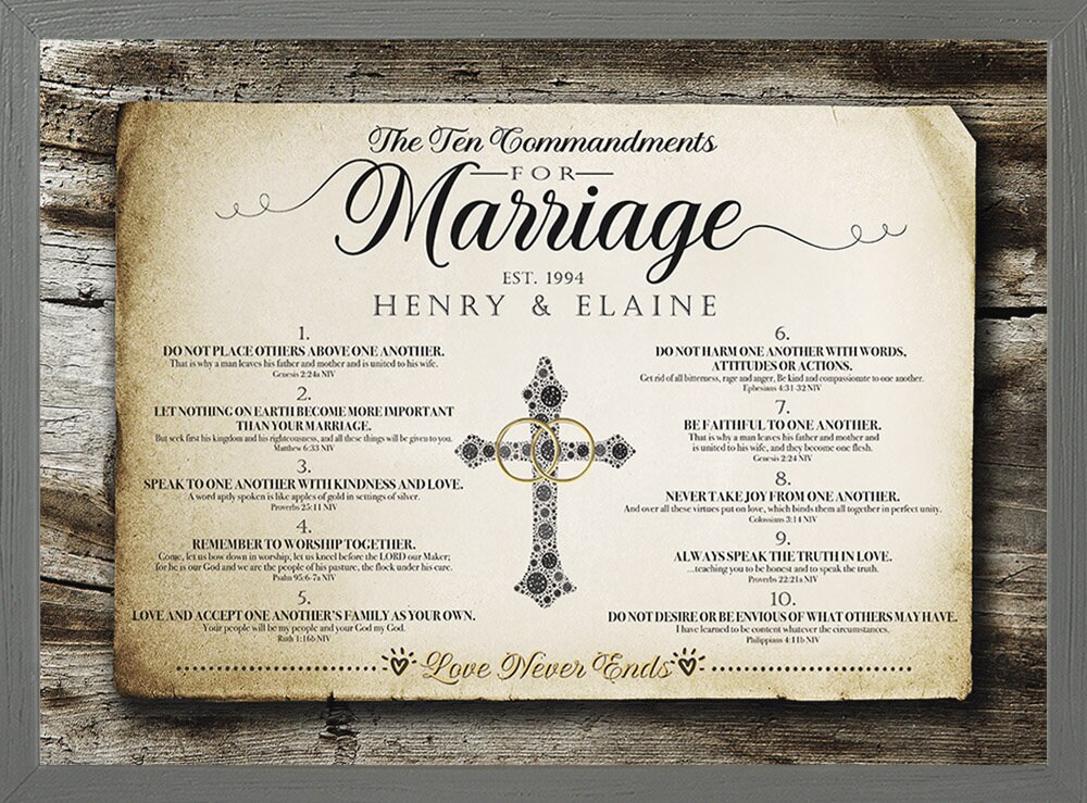 10 Commandments for Marriage | Personalized Framed Print Wedding Gift ...