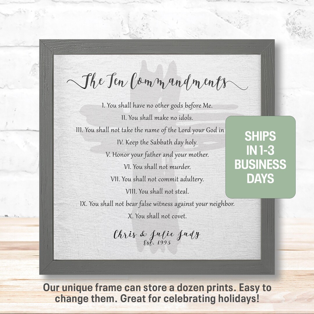 The Ten Commandments Personalized Print or Framed Print | Cross ...