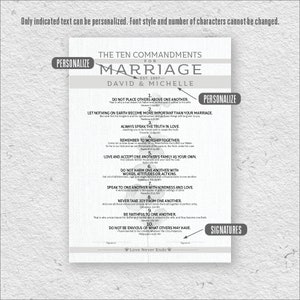 10 Commandments for Marriage | Personalized Framed Print | Wedding Gift ...