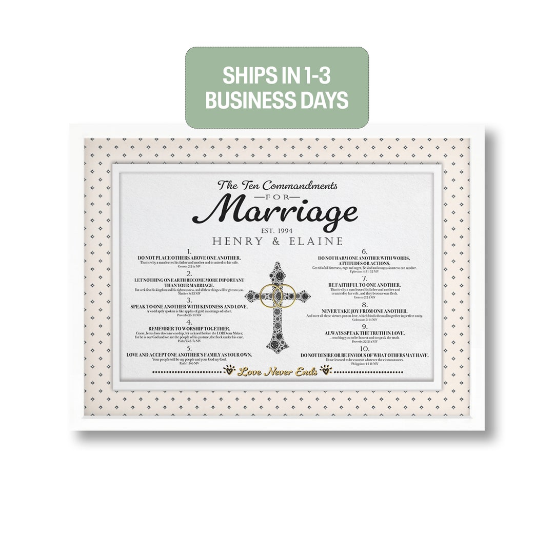 10 Commandments for Marriage Wall Decor Art, Personalized Ten ...