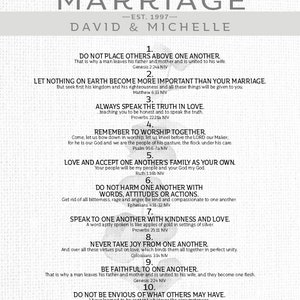 10 Commandments for Marriage | Personalized Framed Print | Wedding Gift ...
