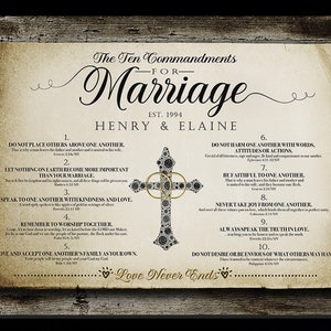 10 Commandments for Marriage | Personalized Framed Print Wedding Gift ...