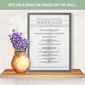 10 Commandments for Marriage | Personalized Framed Print | Wedding Gift ...