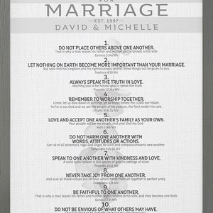 10 Commandments for Marriage | Personalized Framed Print | Wedding Gift ...