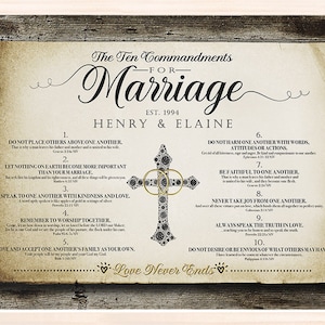 10 Commandments for Marriage | Personalized Framed Print Wedding Gift ...