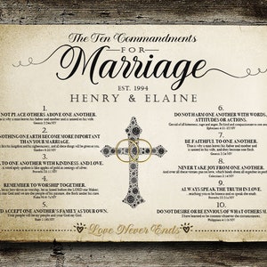 10 Commandments for Marriage | Personalized Framed Print Wedding Gift ...