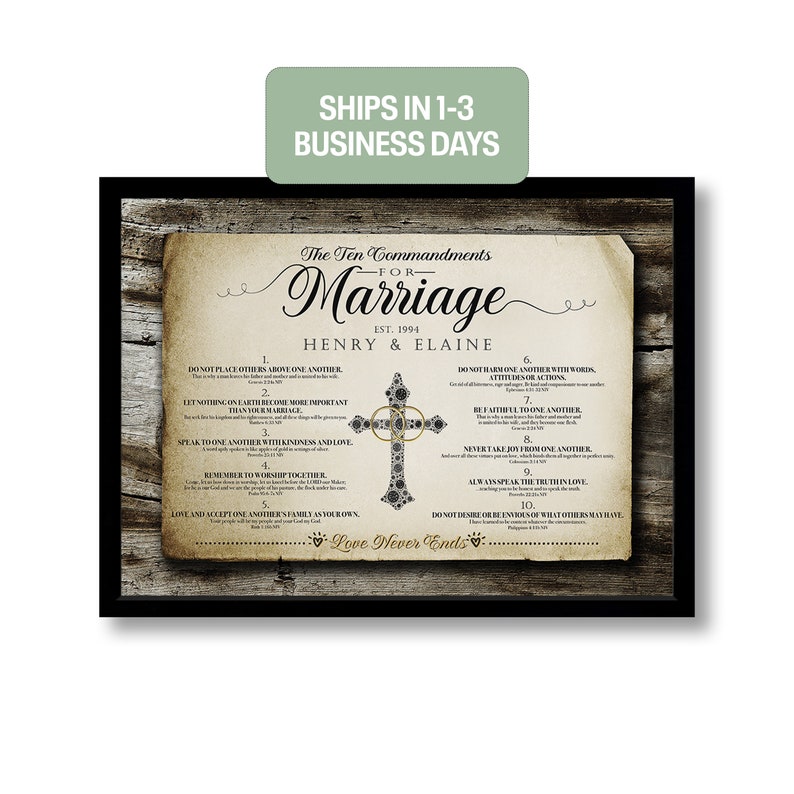 10 Commandments for Marriage | Personalized Framed Print Wedding Gift ...