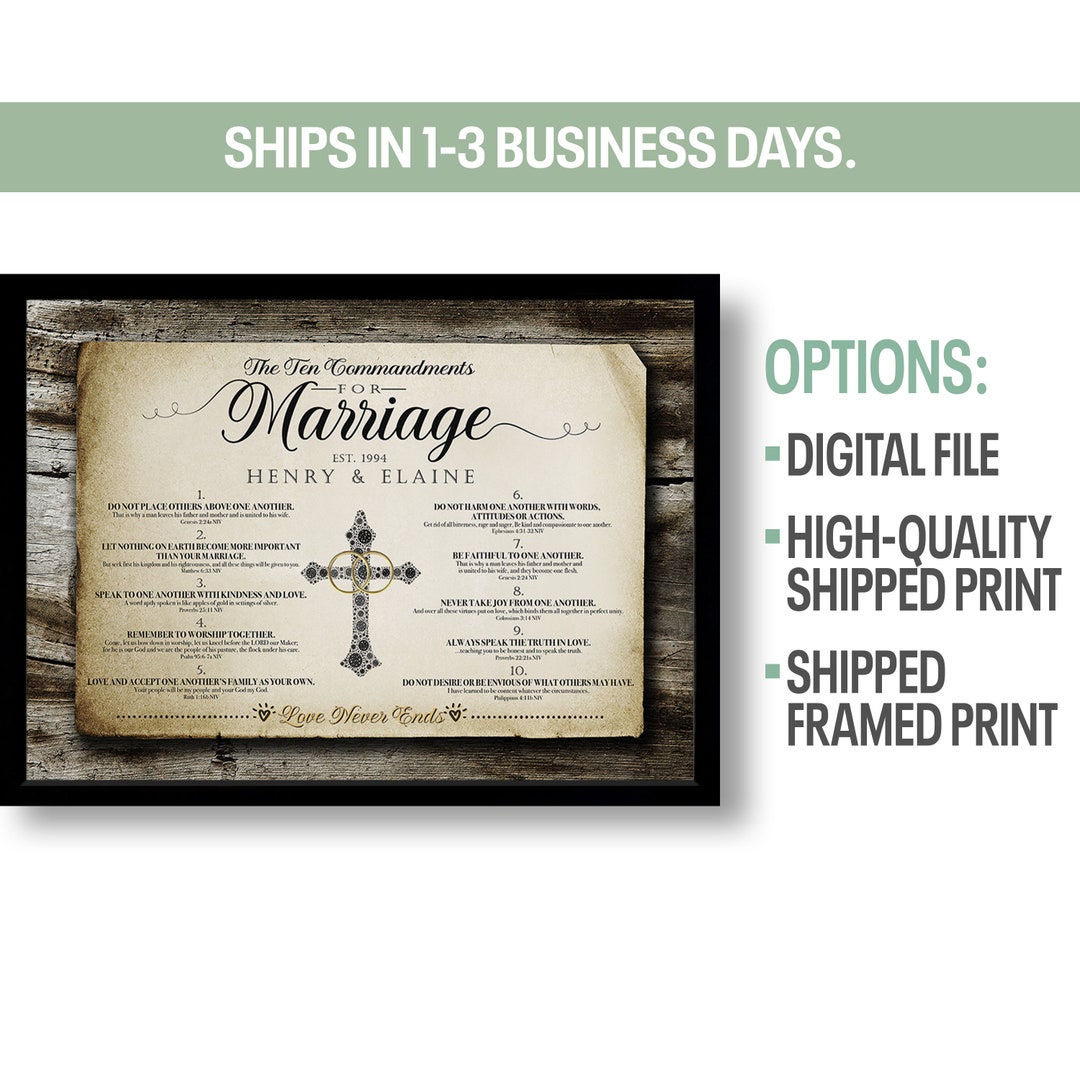 10 Commandments for Marriage Personalized Framed Print or Digital ...