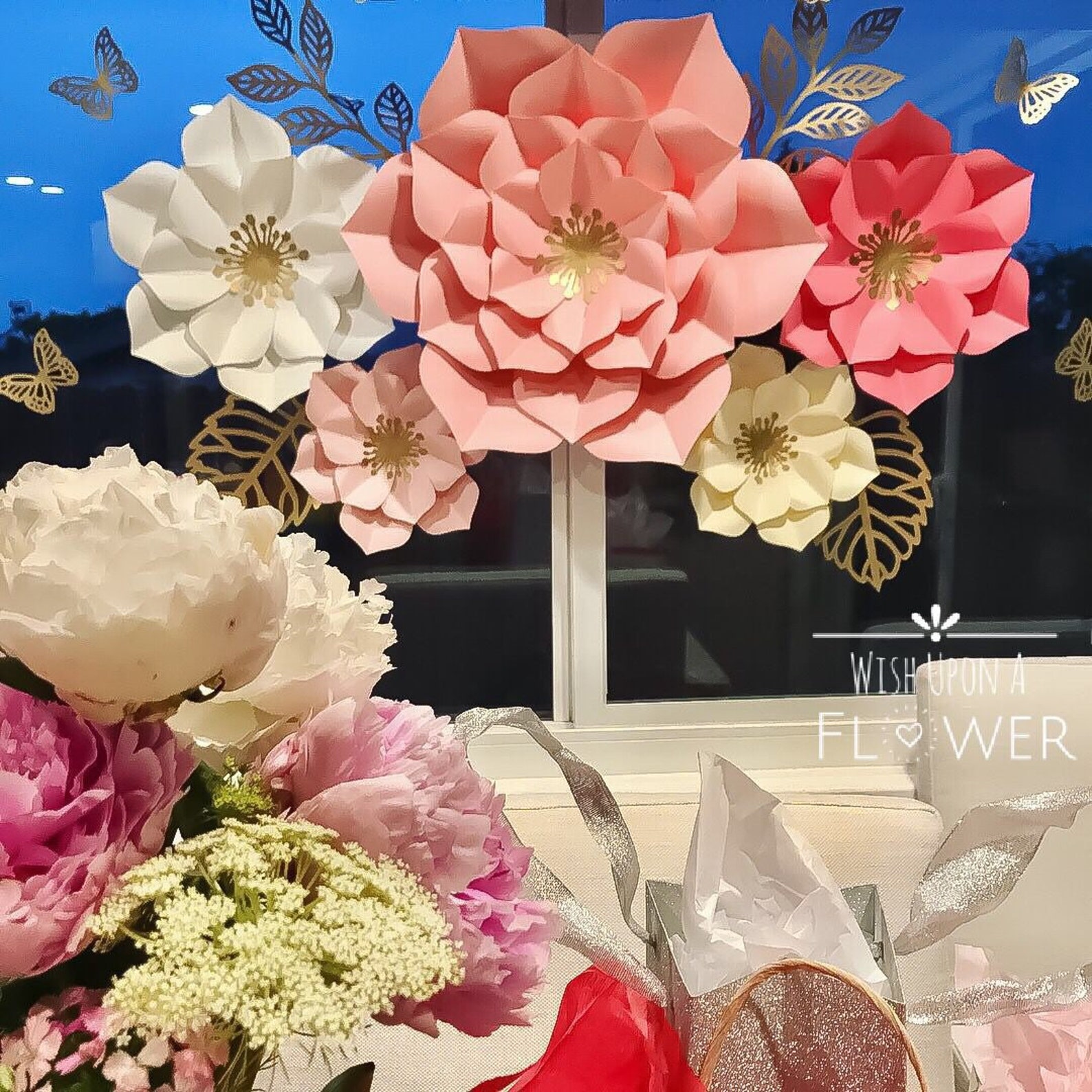 Paper Flowers Paper Flower Wall Decor Nursery Wall Decor | Etsy