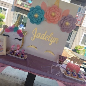 Unicorn Backdrop, Personalized Name Sign, Unicorn Wall Decoration ...