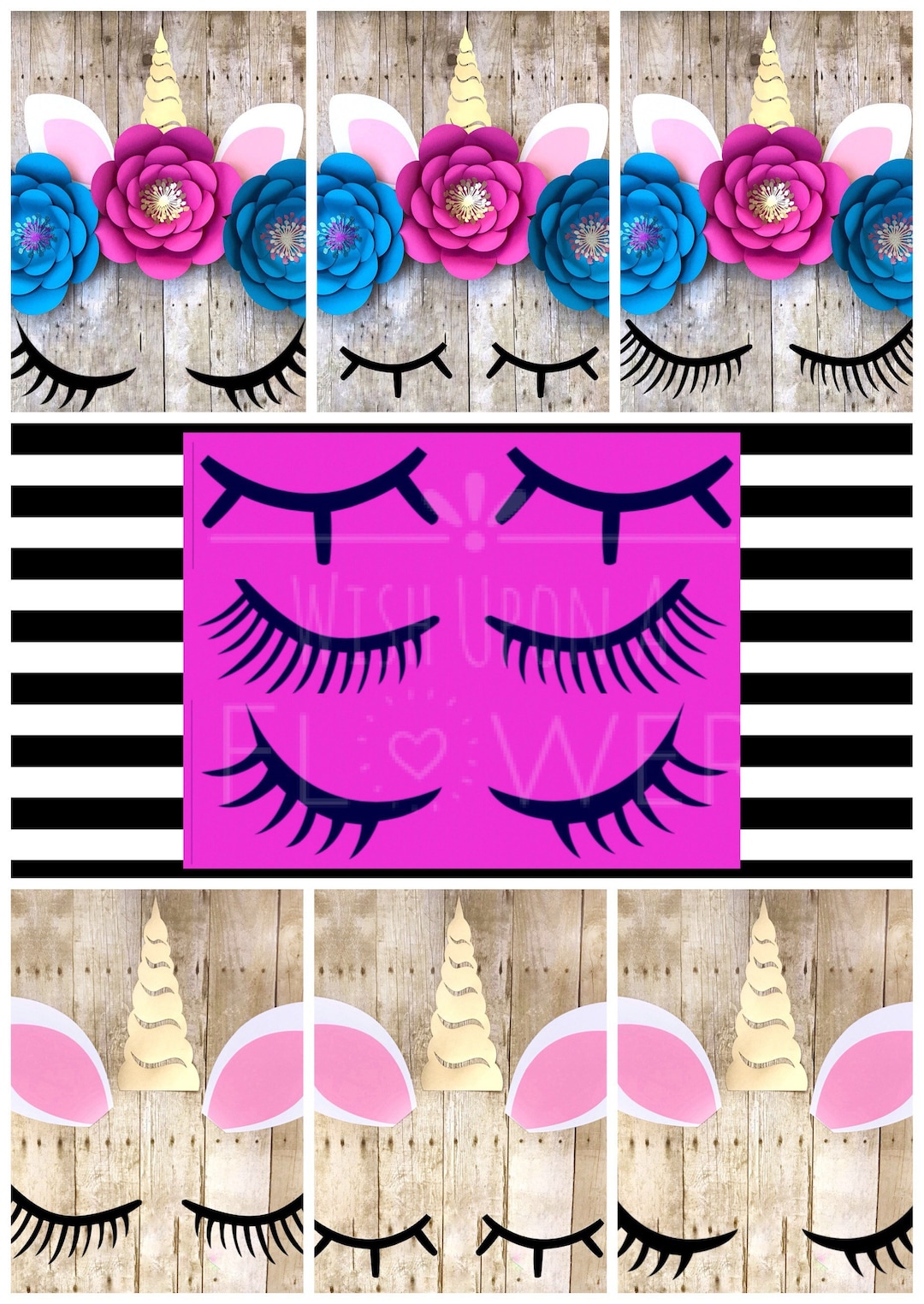Unicorn Eyelash Template, 3 Unicorn Lashes, Unicorn SVG, Unicorn ...