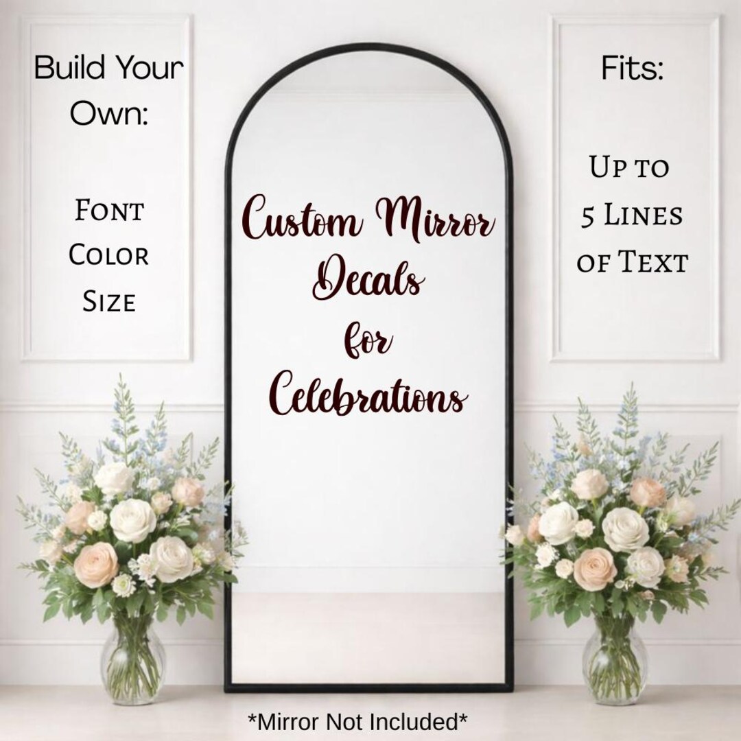 Custom Mirror Decal for Weddings & Events | Personalized Vinyl Mirror ...