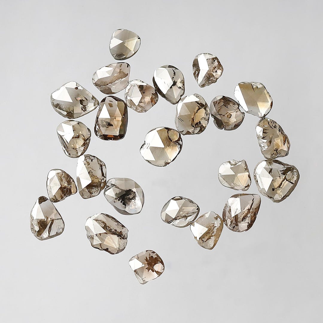 English Polki Diamond Slices: Champagne Color, 4.69 CT Loose Diamonds ...