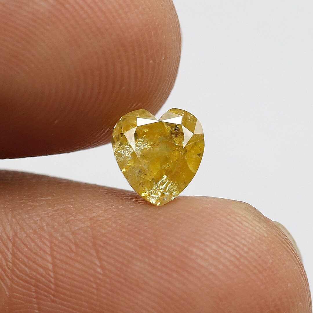 1.12 CT 6.5 MM Lemon Yellow Fancy Heart Cut Salt and Pepper Loose ...