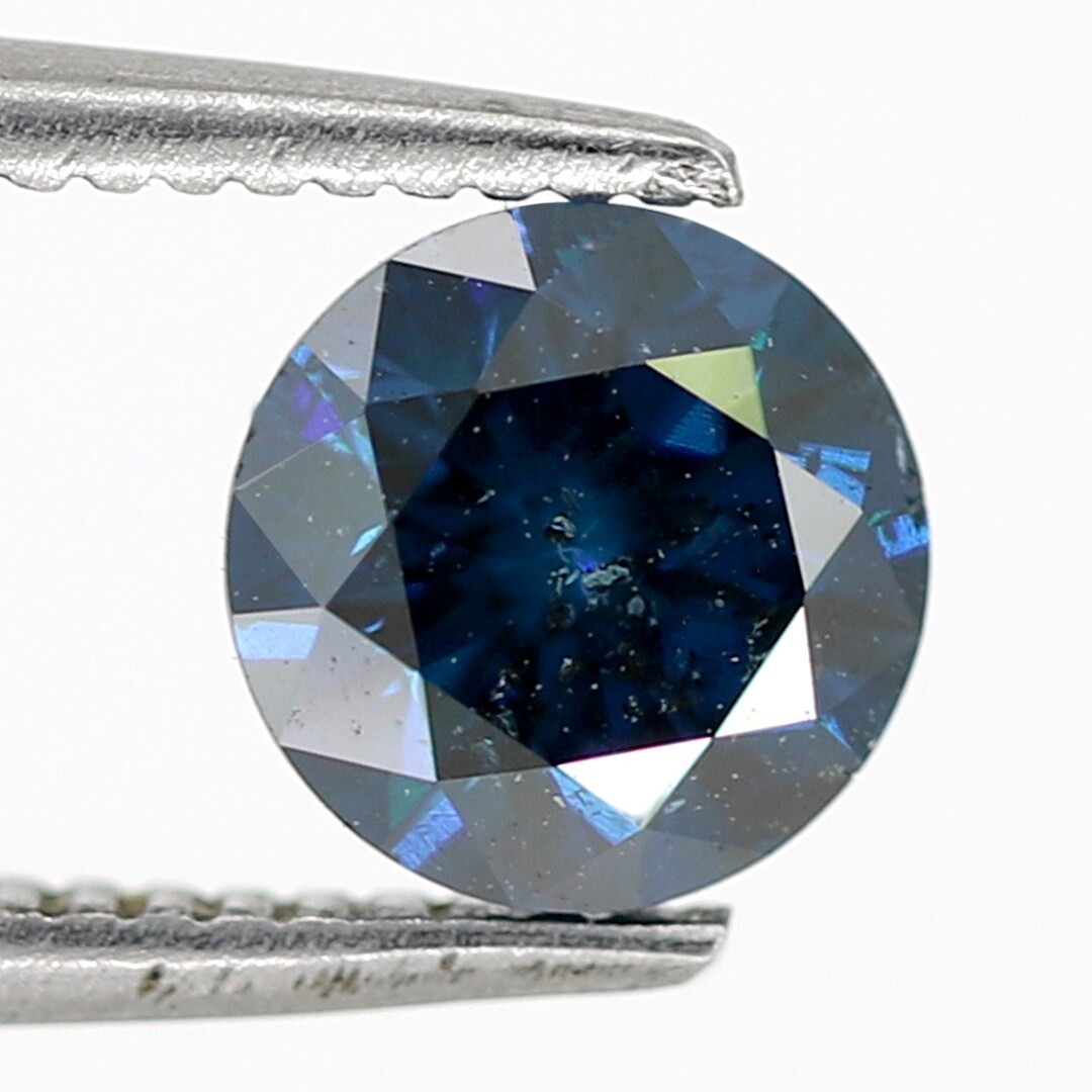 0.79 CT Round Brilliant Cut Treated Blue Diamond: Loose Stone - Etsy