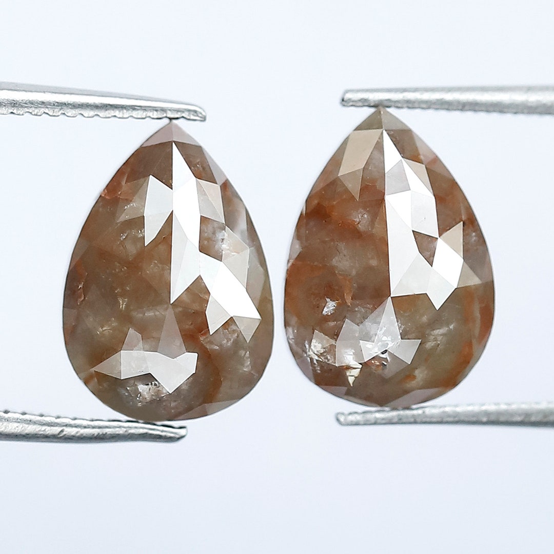 Pear Shape Stunning Pair Diamonds 5.05 CT Natural Loose Rustic 11 MM ...