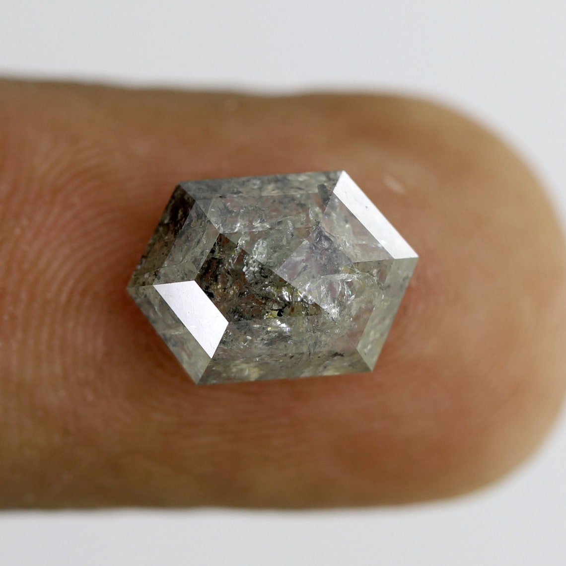 3.61 CT Long Hexagon Shape Diamond Natural Grey Black Color | Etsy