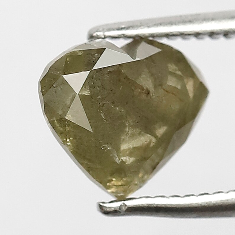 1.54 CT Heart Shape Green Diamond, Rustic Salt and Pepper Diamond - Etsy Australia